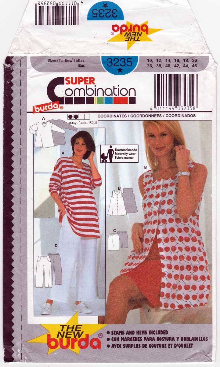 Burda 3235 Women's Maternity Coordinates Sewing Pattern Size 10-12-14 ...