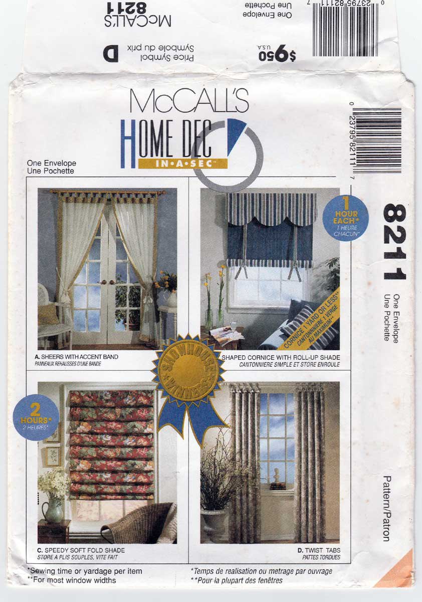 Window Treatments Home Decor, Panels, Cornice, Shade Sewing Pattern ...