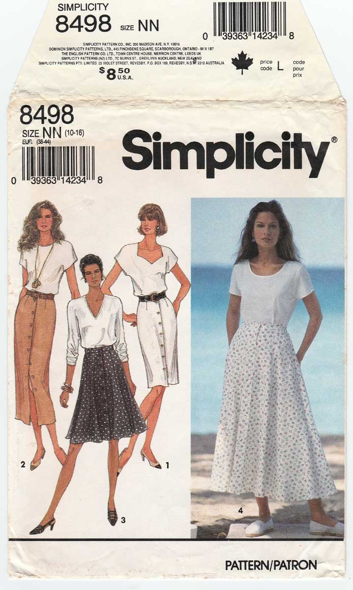 Women's Slim or Flared Skirt Sewing Pattern Misses' Size 10-12-14-16 ...