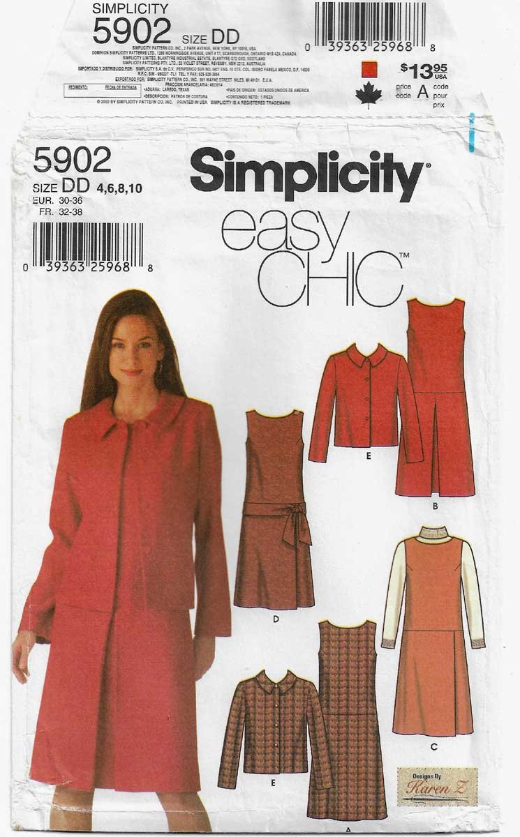 Women's Dress, Jumper, Jacket Sewing Pattern Misses'/Miss Petite Size 4 ...