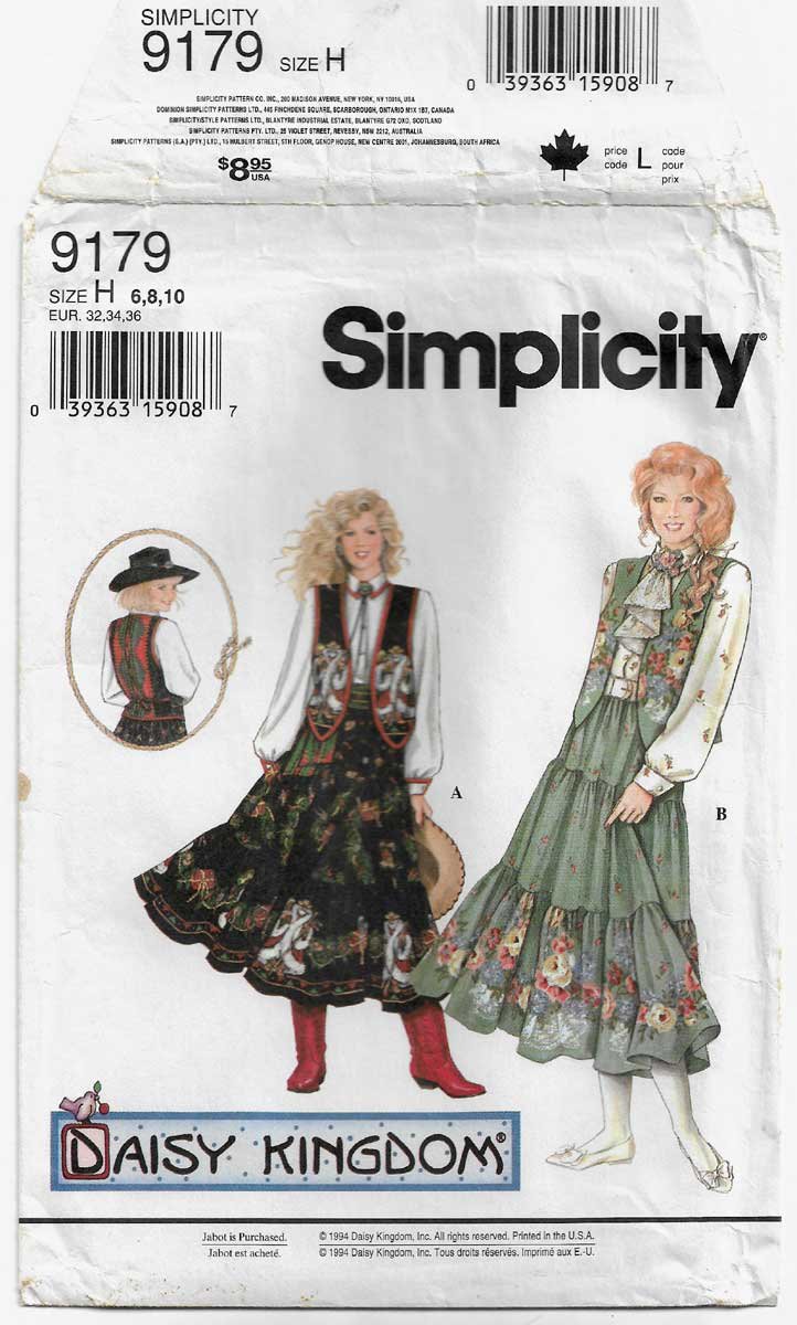 Women's Daisy Kingdom Skirt, Blouse, Vest Sewing Pattern Misses' Size 6 ...