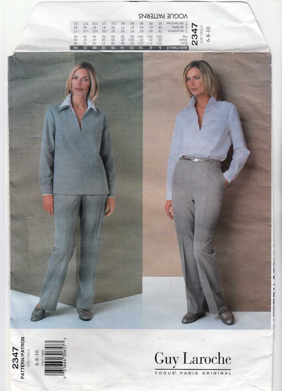 Vogue Paris Original, Top and Pants by Guy Laroche, Sewing Pattern ...