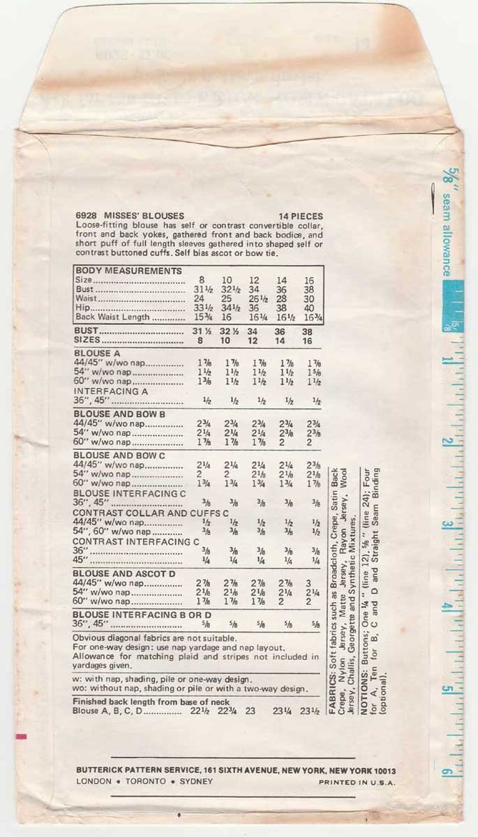 Women's Blouse Sewing Pattern Misses Size 14, Bust 36 UNCUT Vintage ...