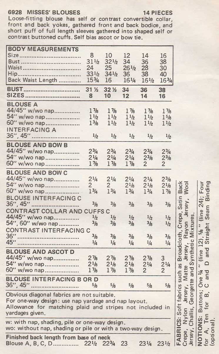 Women's Blouse Sewing Pattern Misses Size 14, Bust 36 UNCUT Vintage ...