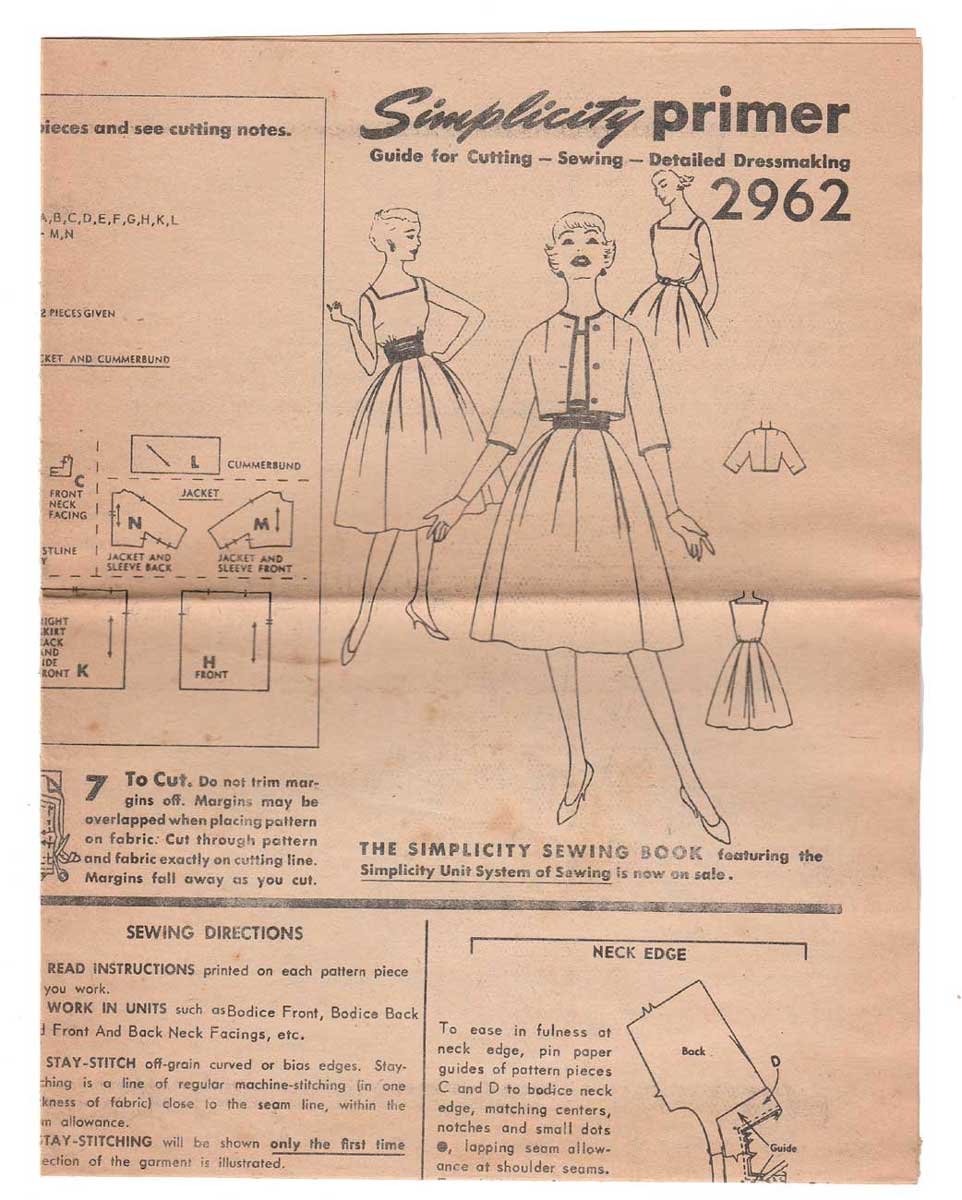 Vintage 1950's Women's Dress, Jacket, Cummerbund Sewing Pattern,Misses ...