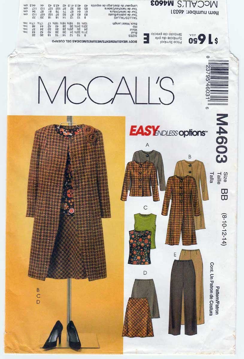 Women's Suit Sewing Pattern, Jacket, Top, Skirt, Pants Size 8-10-12-14 ...