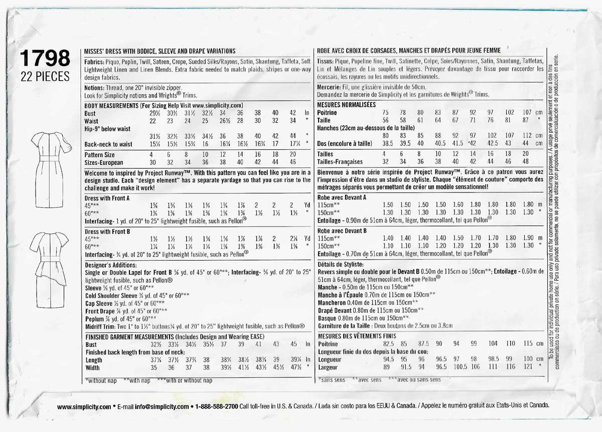 Women's Dress, Project Runway Sewing Pattern Size 12-14-16-18-20 UNCUT ...