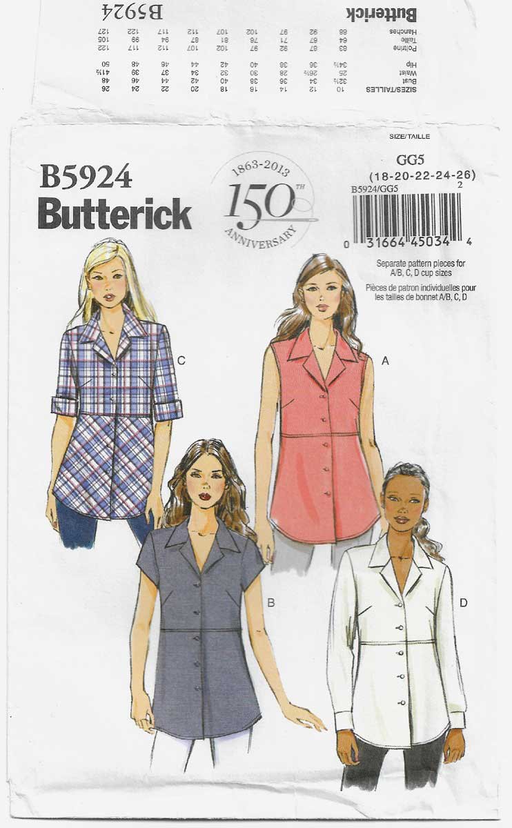 Women's Shirt Sewing Pattern Misses' Size 18-20-22-24-26 UNCUT ...