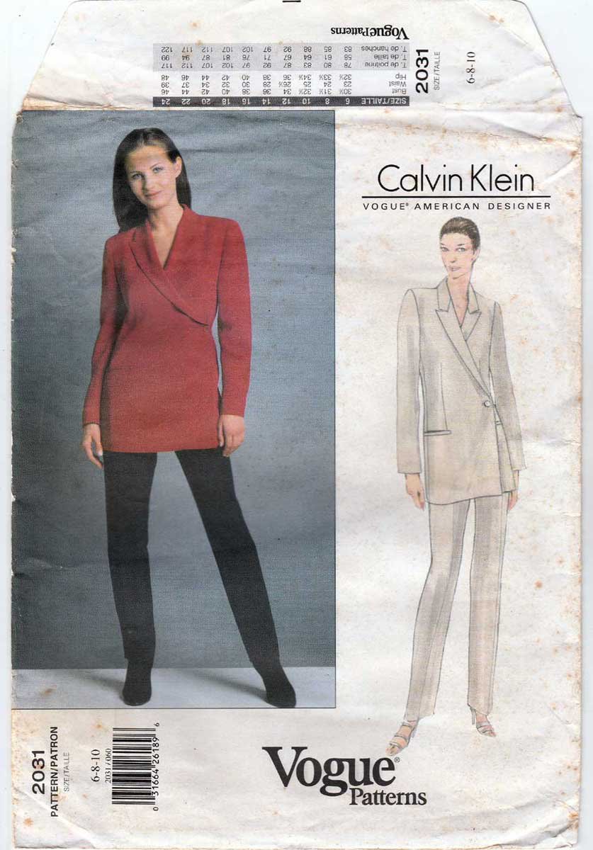 American Designer Calvin Klein Jacket and Pants Sewing Pattern Misses ...