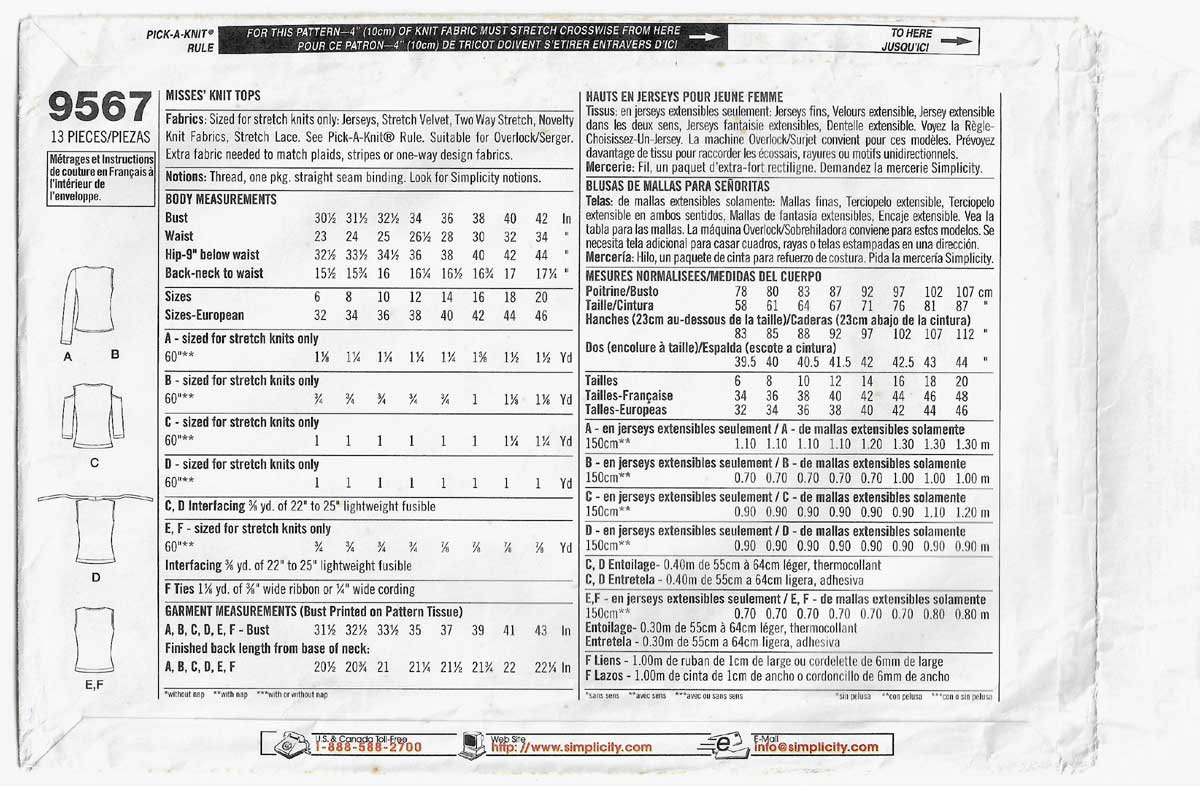 Women's Knit Pullover Tops Sewing Pattern Misses' Size 6-8-10-12 UNCUT ...