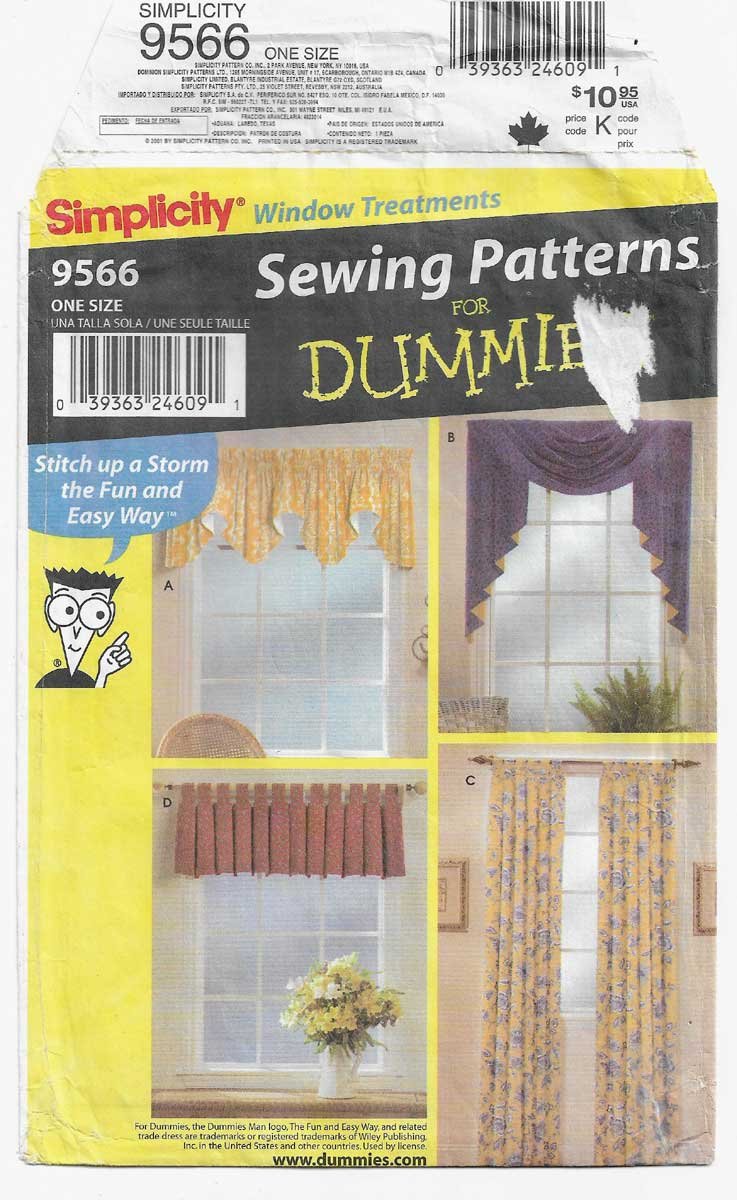 Sewing Pattern for Dummies, Window Treatments, Valances and Panels ...