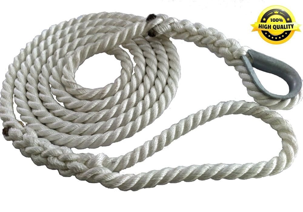 3 Strand Mooring Pendant Nylon Rope 1/2 In X 10 Ft with Thimble