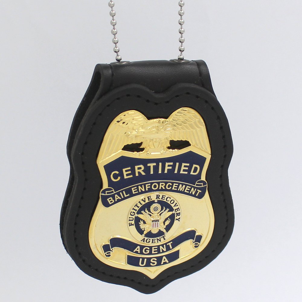 Bail Certified Fugitive Recovery Agent Metal Badge 2 3/4 inch & Leather ...