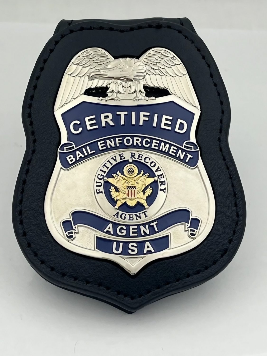 Bail Certified Fugitive Recovery Agent Metal Badge 2 3/4 inch & Leather ...