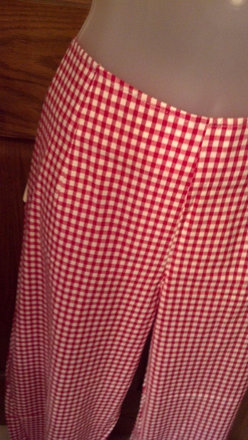 Ladies Red White checked pants by Pink Ribbon, Size 8