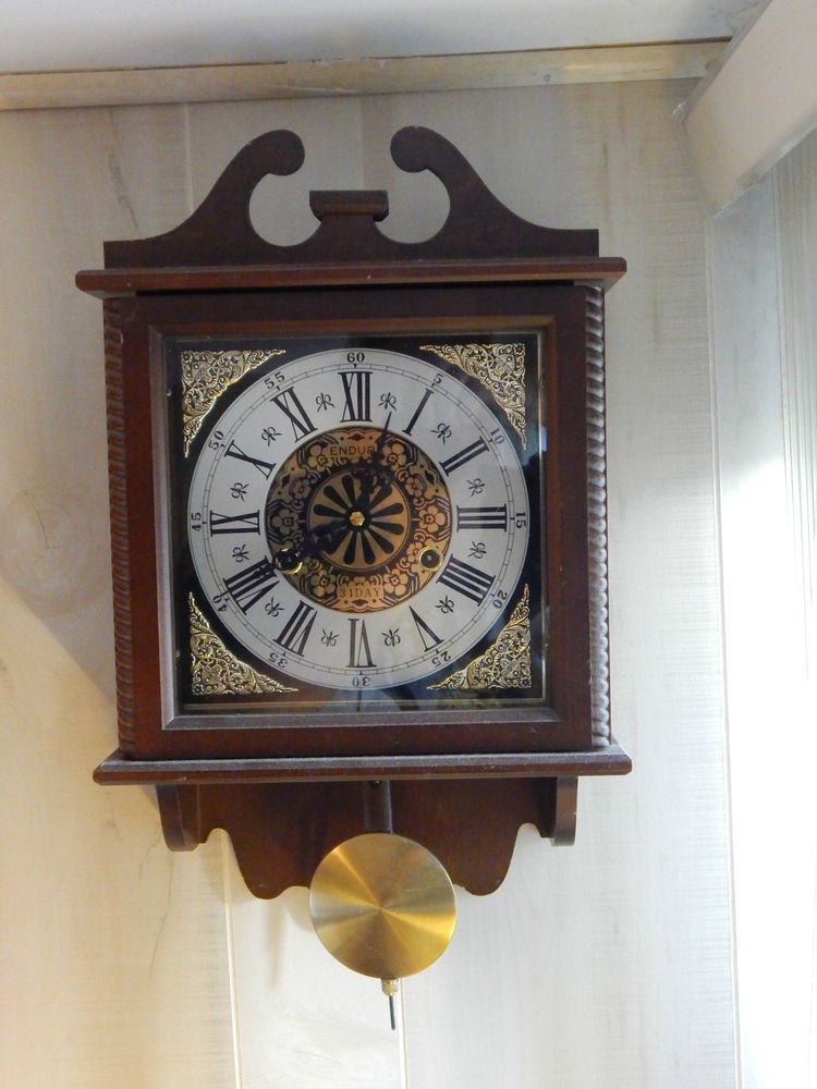 Original ENDURA Made in JAPAN 31 Day RA Pendulum GONG Wood WALL Clock MINT