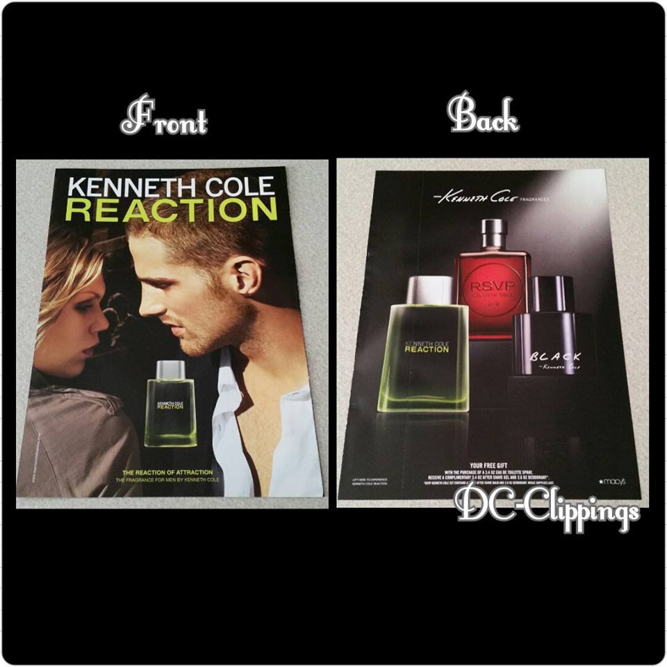 Kennith Cole REACTION Cologne Ad with Scent Strip