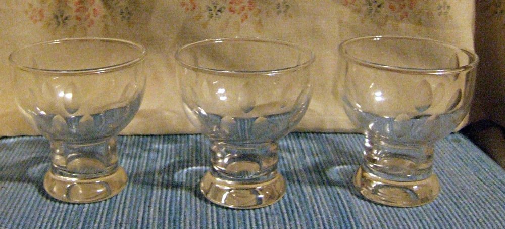 Set of 3 Cut Glass Double Shot Glasses