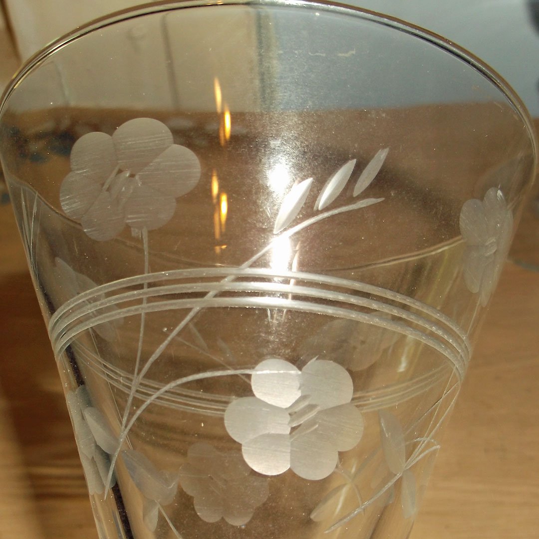 Vintage Libbey Cut glass Wine Goblets with Faceted Stems