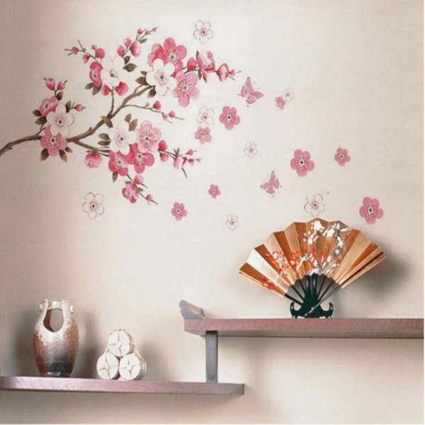 Peach Flower Bloom Wall Sticker Mural Home Decor Decal Removable Art