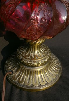 Cranberry Fenton Lamp
