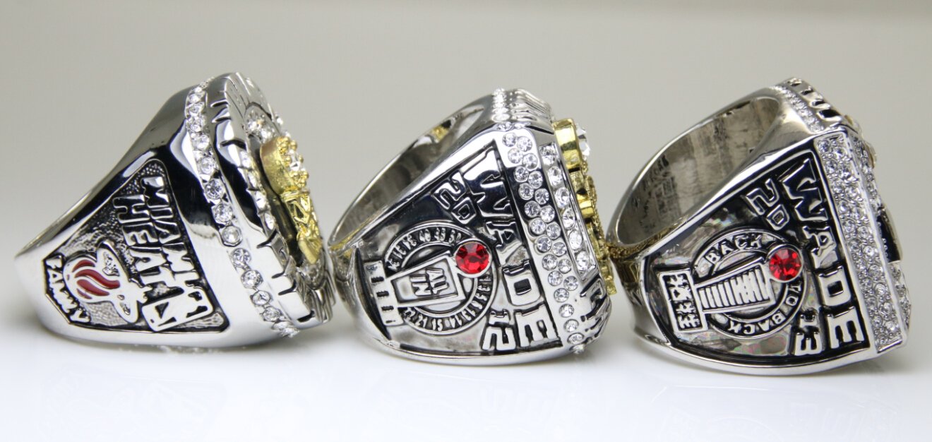 3PCS 2006 2012 2013 Miami Heat NBA rings replica size 10 US James or ...