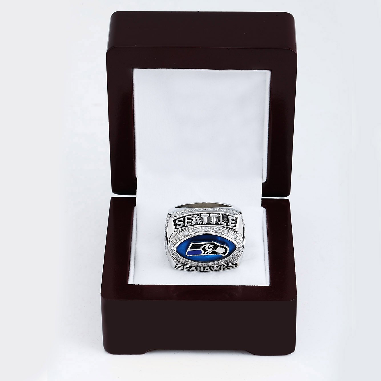 2005 SEATTLE SEAHAWKS NFC CHAMPIONSHIP RING 10-13 size with wooden case
