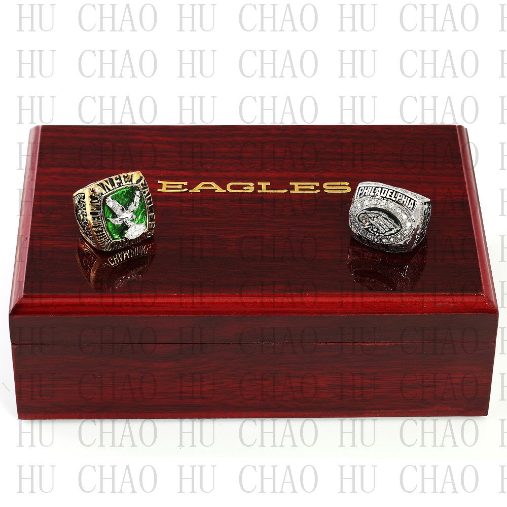 TEAM LOGO WOODEN CASE SET 2PCS 1980 2004 PHILADELPHIA EAGLES NFC ...