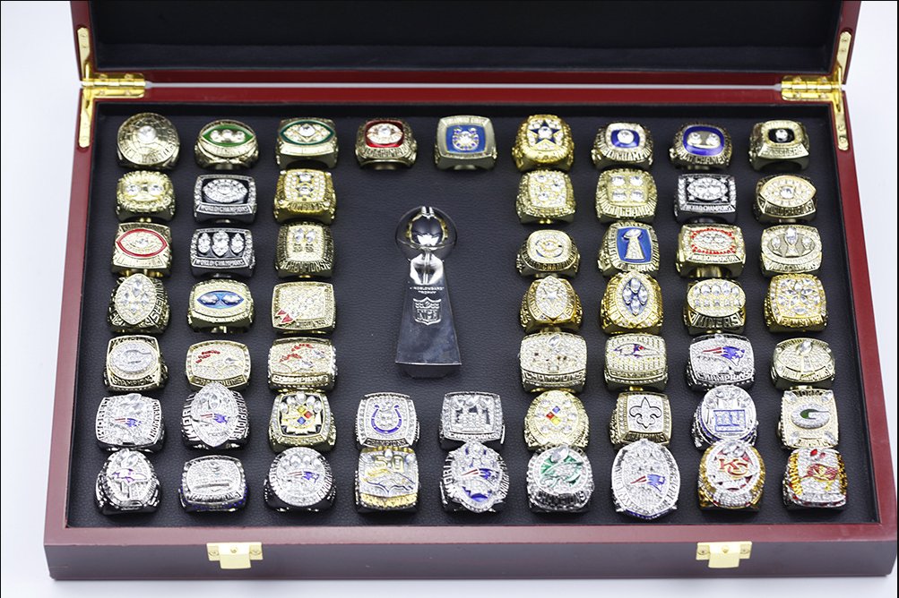 Set 55PCS 1966-2020 NFL Super bowl championship rings 11 size with case ...