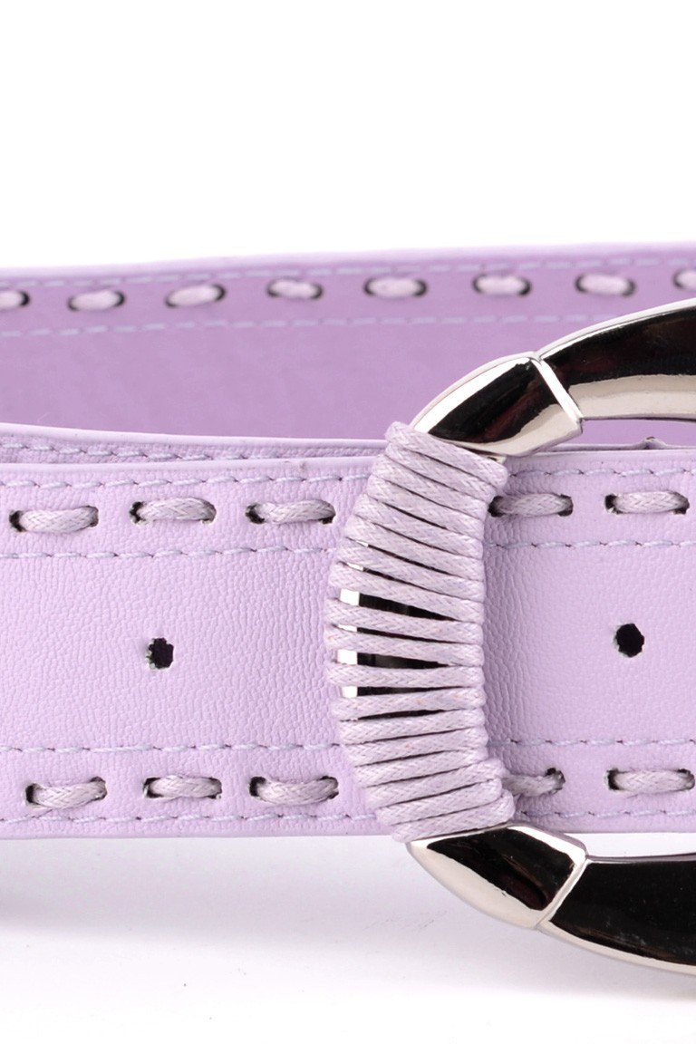 ladies Lilac Belt With Stitch Detail