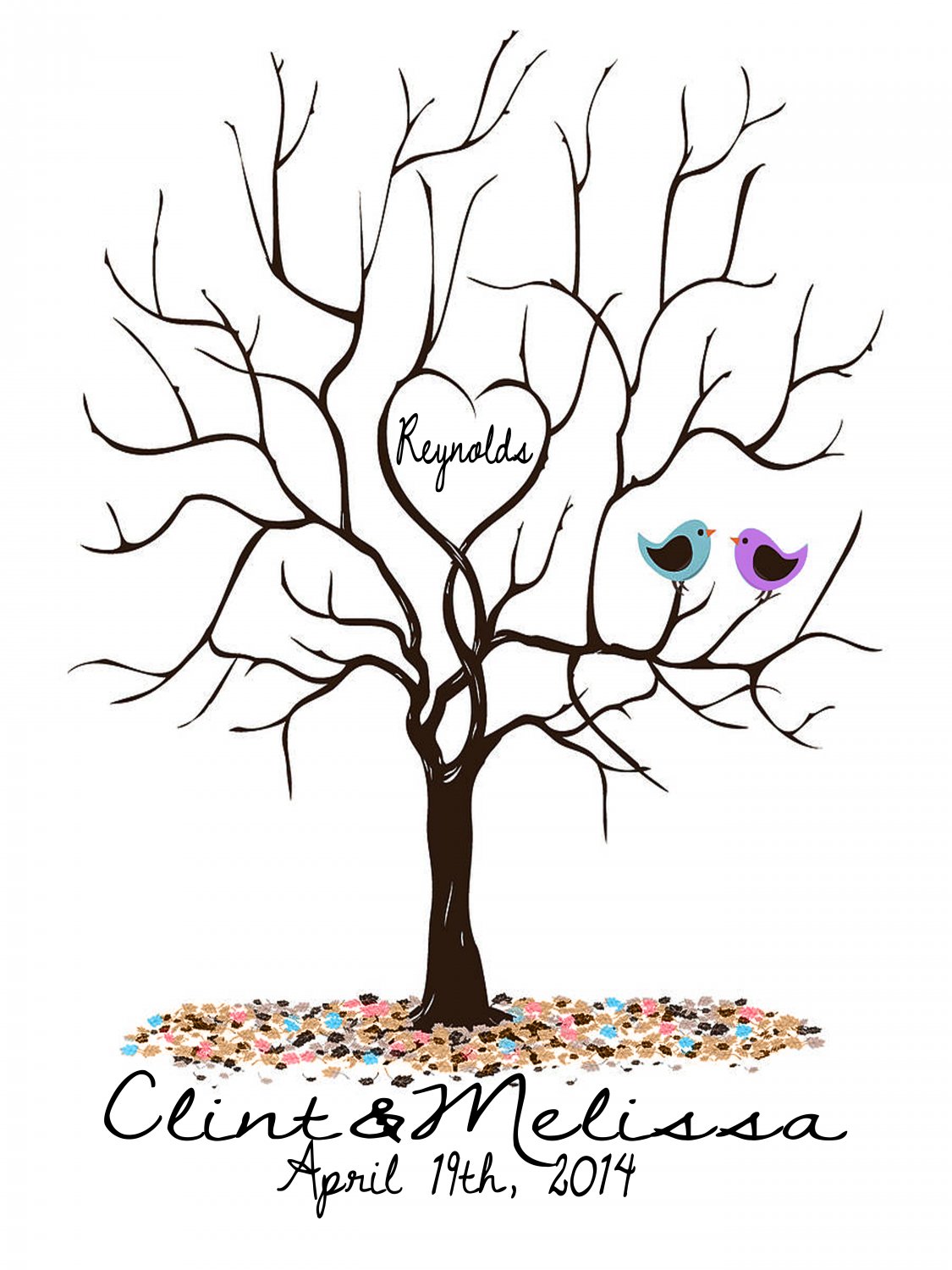 Large Alternative Wedding Guest Registry (Fingerprint Tree)