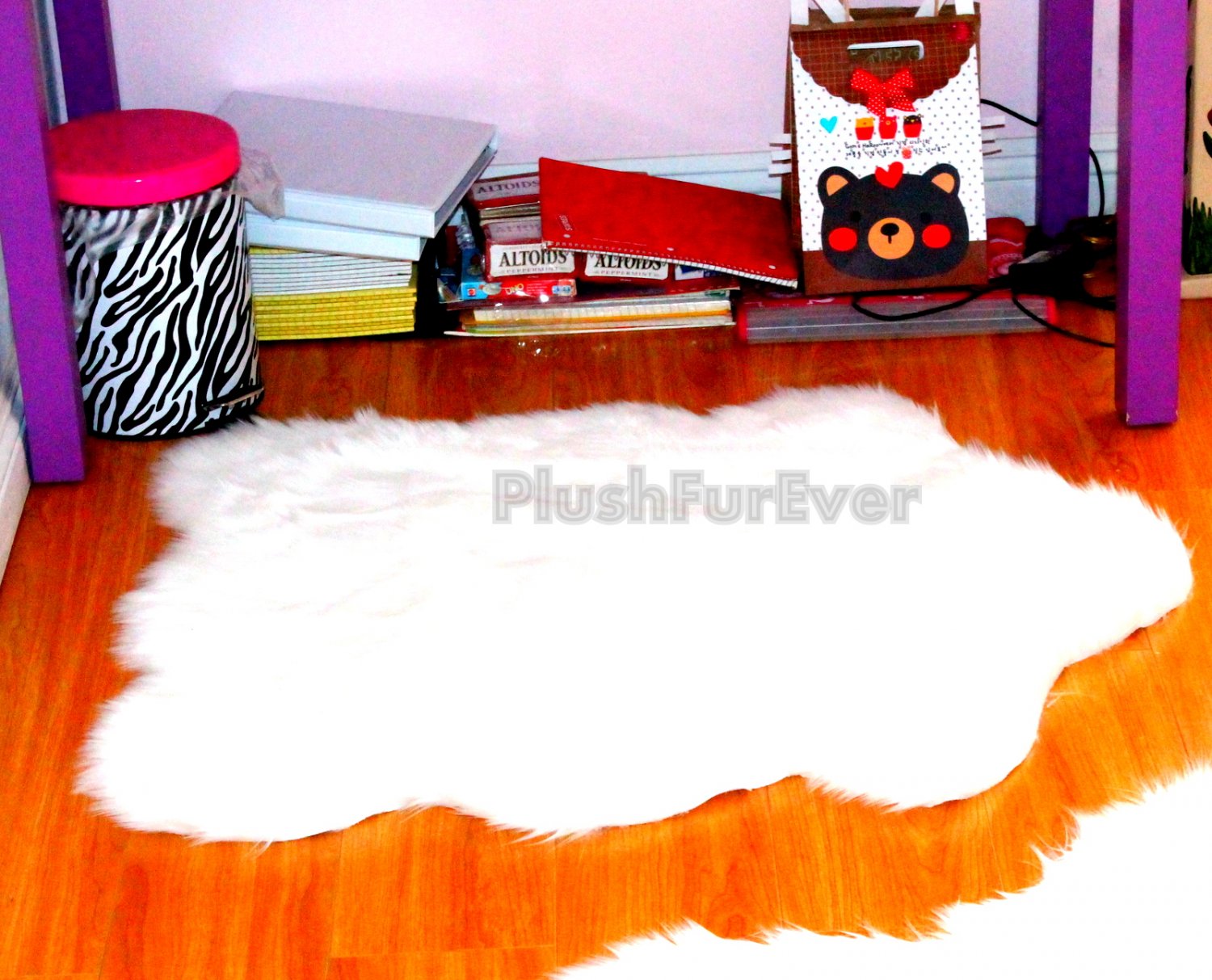 2' x 3' True White Chubby Sheep Faux Fur Rug Luxury Shag Faux Fur Area ...