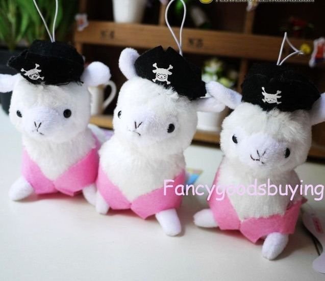 4.3" Llama Alpaca Vicuna Arpakasso Alpacasso Pirate Style Doll Toy White Pendant