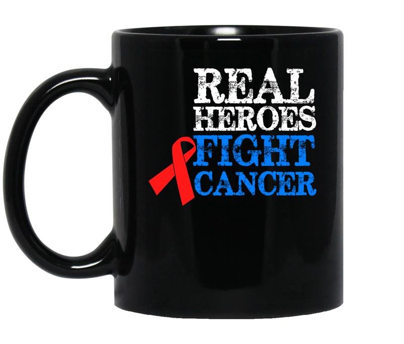 Real heroes fight cancer coffee Mug_Black