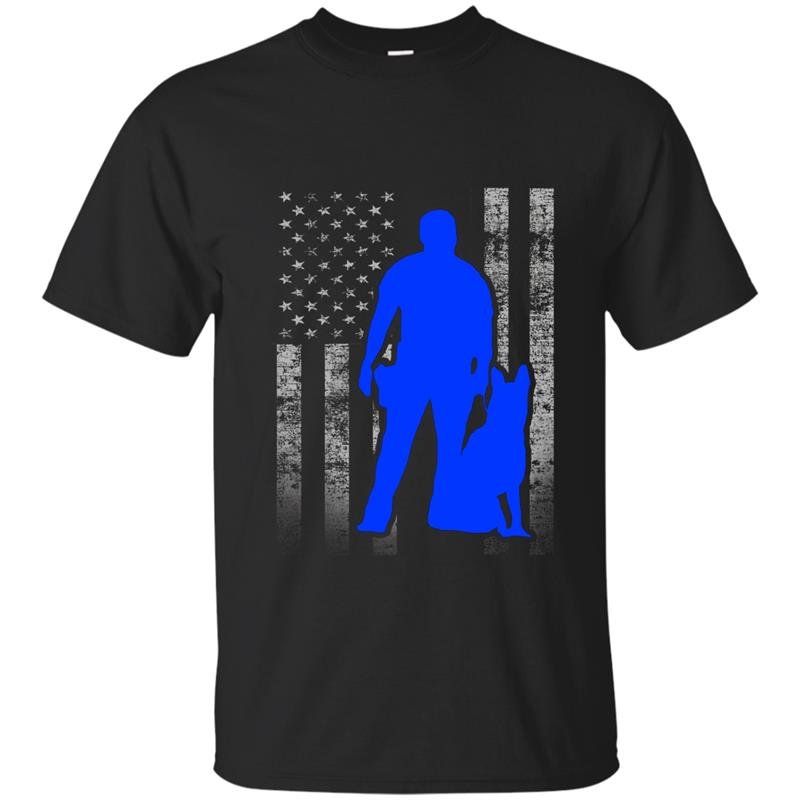 Male k 9 officer blue line flag t-shirt for k9 handlers