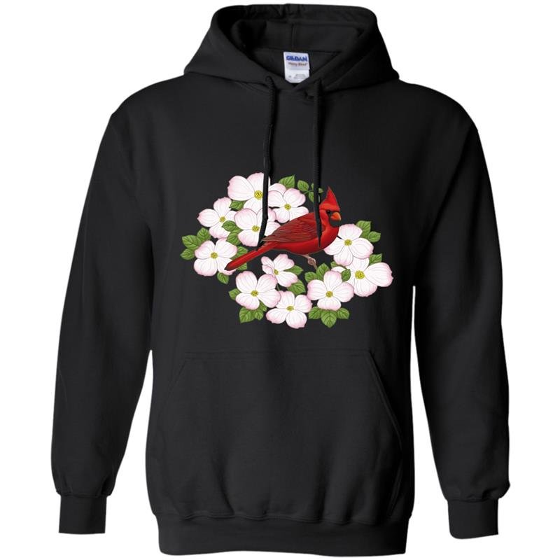 Red cardinal bird pink dogwood flower Hoodie