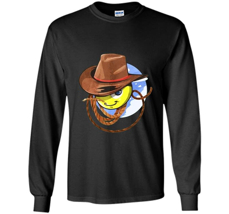 Cowboy rodeo yeehaw emoji cartoon funny Long Sleeve Gildan