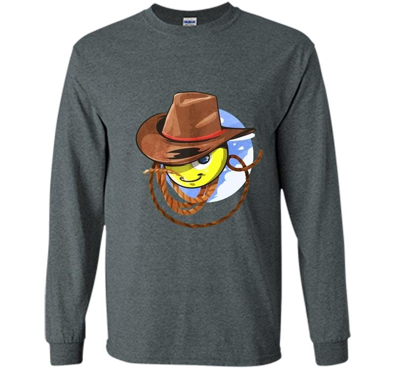 Cowboy rodeo yeehaw emoji cartoon funny Long Sleeve Gildan