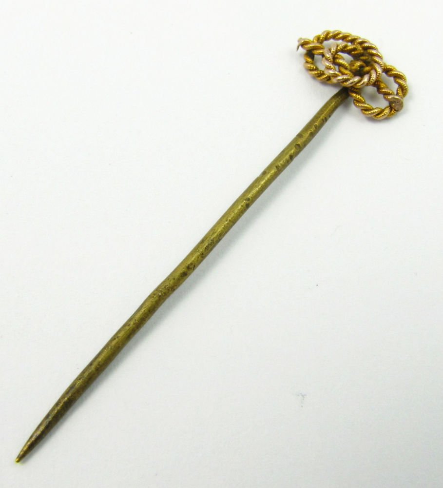 Late 1800s Gold 9ct Stickpin with a Rope Knot Top WW1 Navy Sweetheart ...