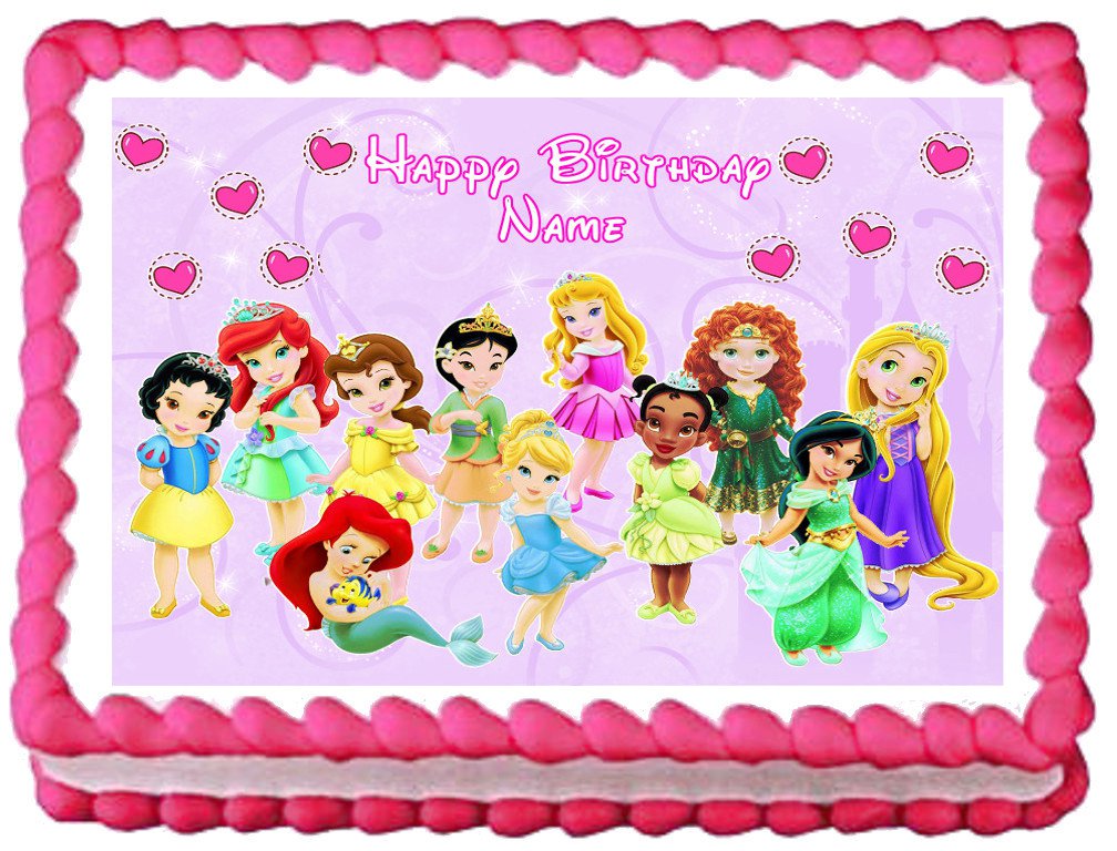 Edible BABY DISNEY PRINCESS image cake topper 1/4 sheet (10.5" x 8")