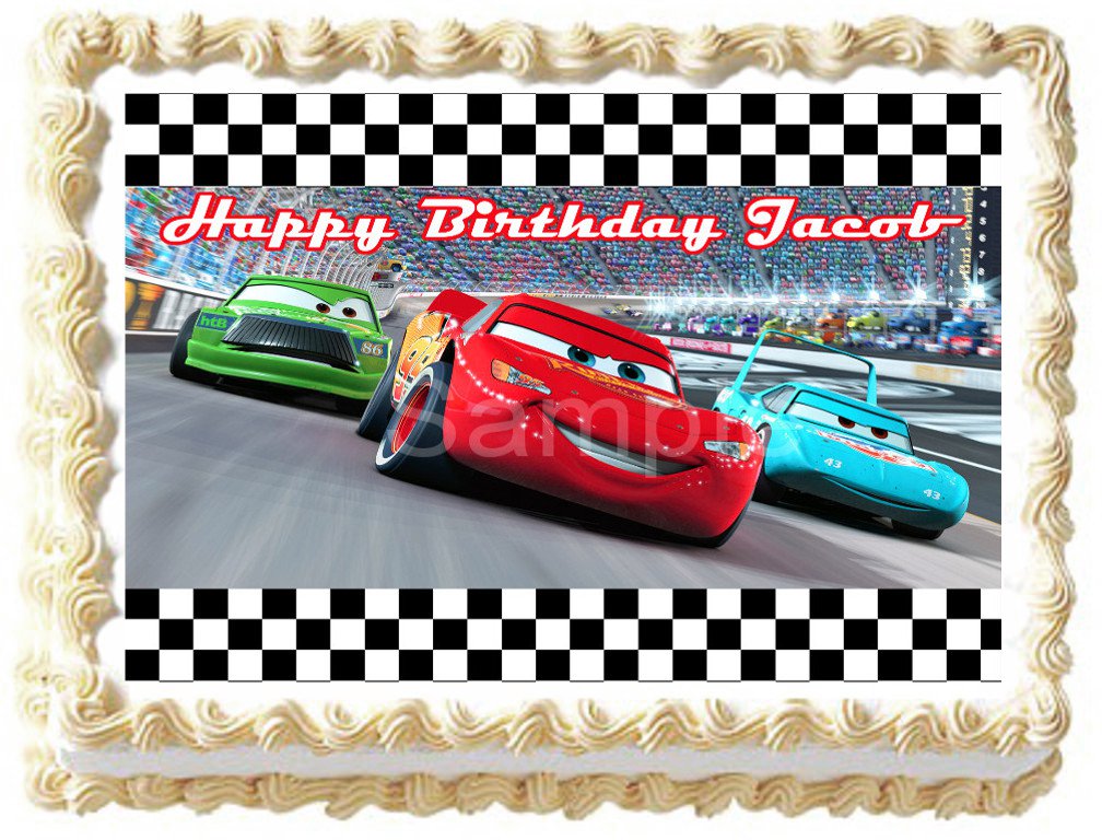 Edible CARS MACQUEEN RACE image cake Topper 1/4 sheet (10.5" x 8")
