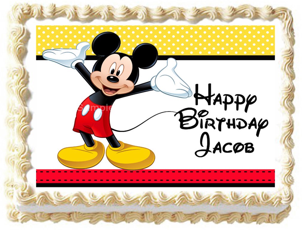 Edible MICKEY MOUSE image cake Topper 1/4 sheet (10.5" x 8")
