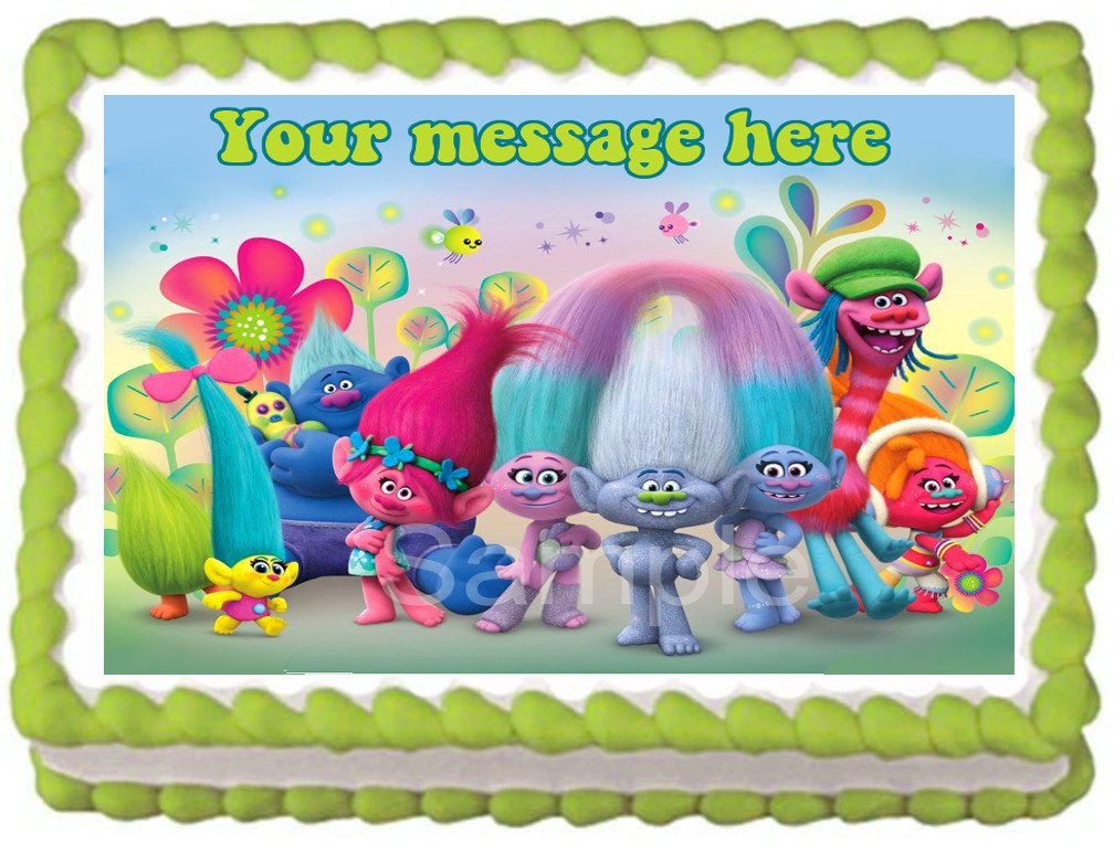 Edible TROLLS image cake Topper 1/4 sheet (10.5" x 8")