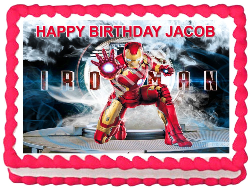 IRON MAN Image Edible cake Topper 1/4 sheet (10.5" x 8")