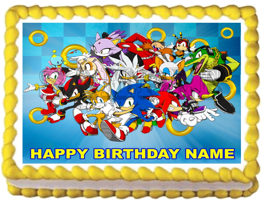 SONIC THE HEDGEHOG Edible cake Topper image decoration 1/4 sheet (10.5 ...