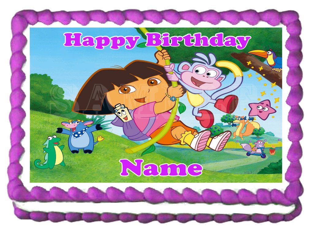 DORA THE EXPLORER Edible cake topper image 1/4 sheet (10.5" x 8")