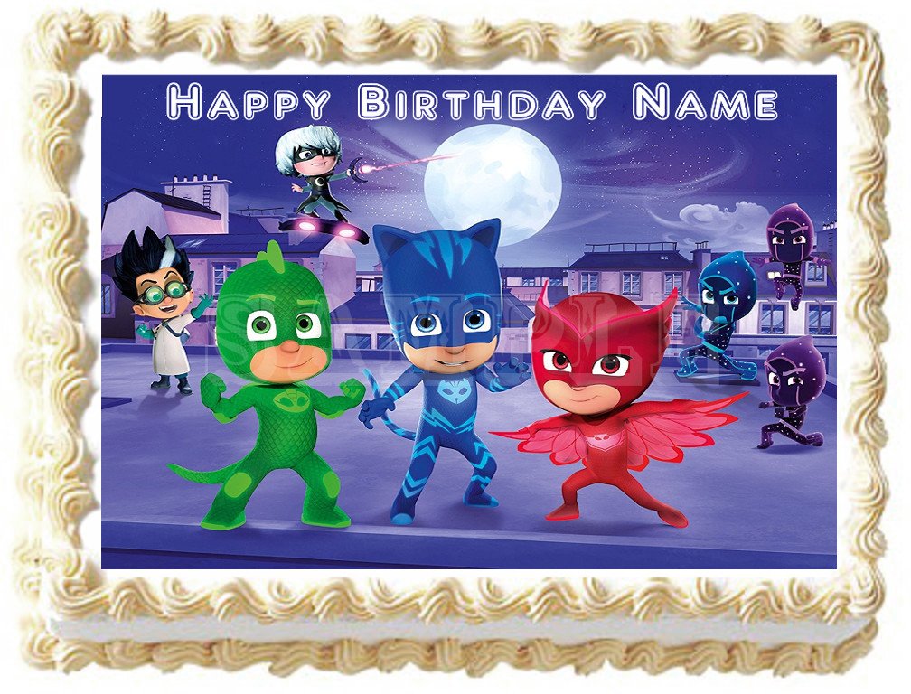 PJ MASK Edible cake Topper party image 1/4 sheet (10.5" x 8")