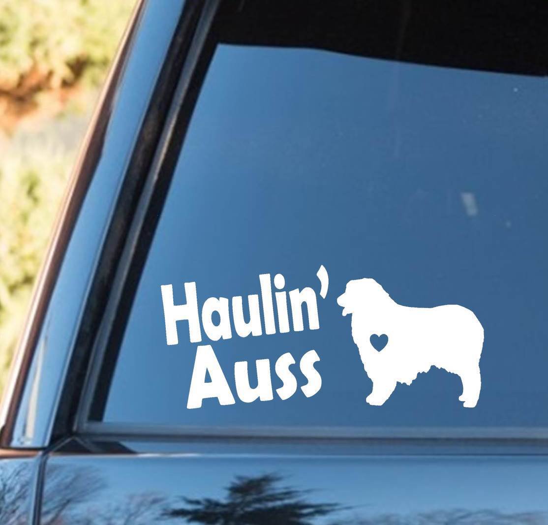 A1198 Australian Shepherd Haulin Auss Dog Decal Sticker Aussie Pet Gift