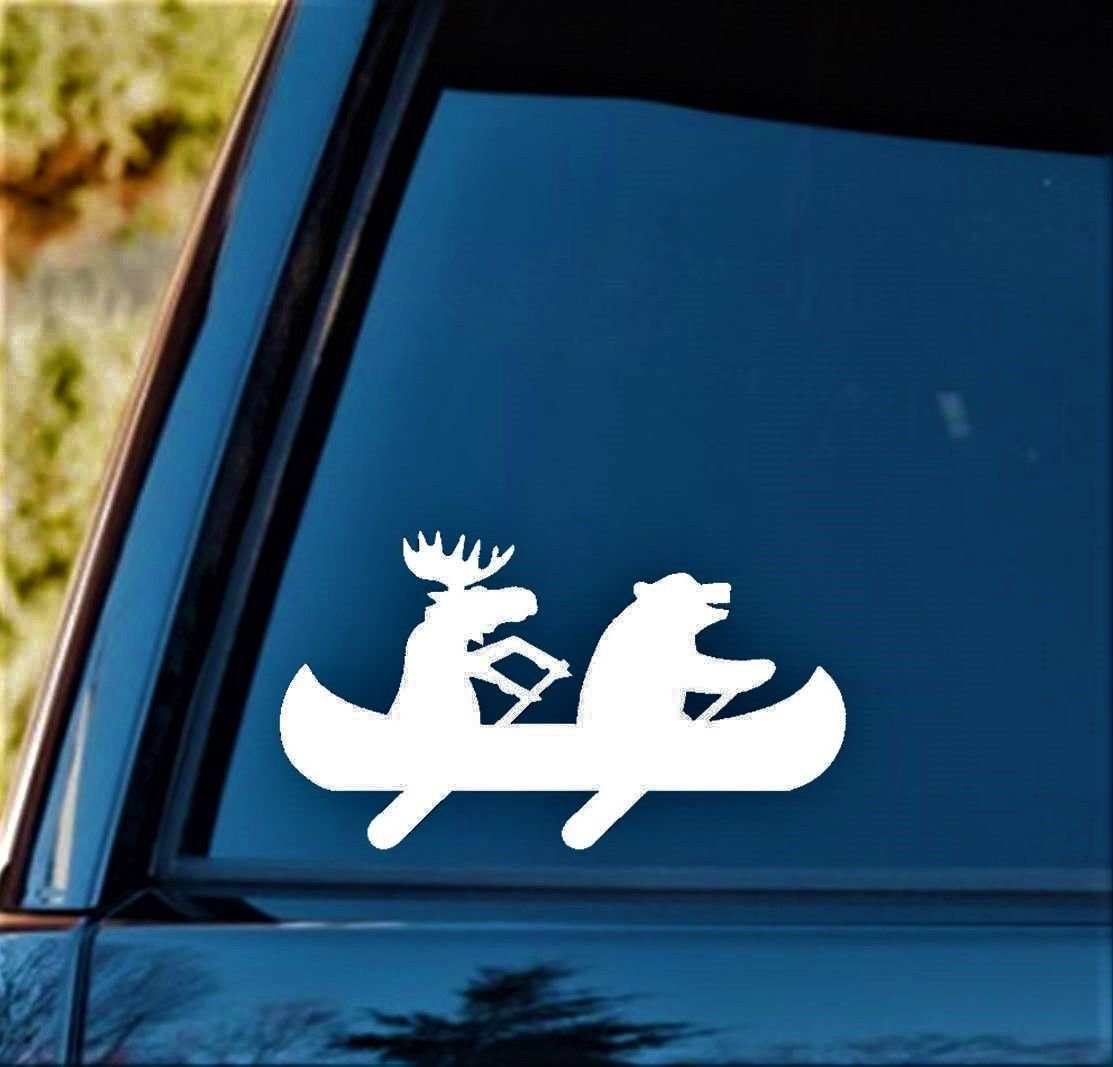 M1052 Moose Bear Canoe Decal Sticker Car Truck SUV Camping Hiking Tent ...