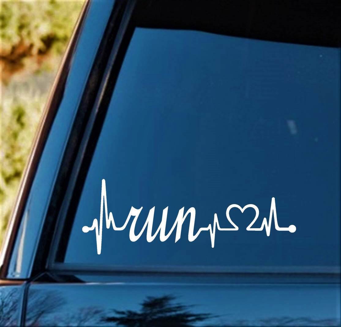 Run Heartbeat Lifeline Decal Sticker K1173 Running Jogging 5k 10k 13.1 26.2